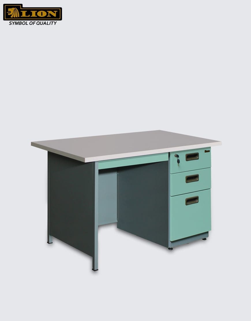 Lion Meja Kantor Besi Berikut Laci type L 106 N | Subur Furniture ...